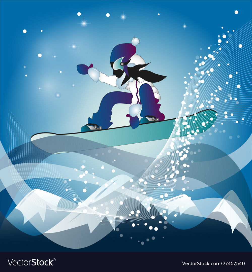 Stylish girl riding snowboard Royalty Free Vector Image
