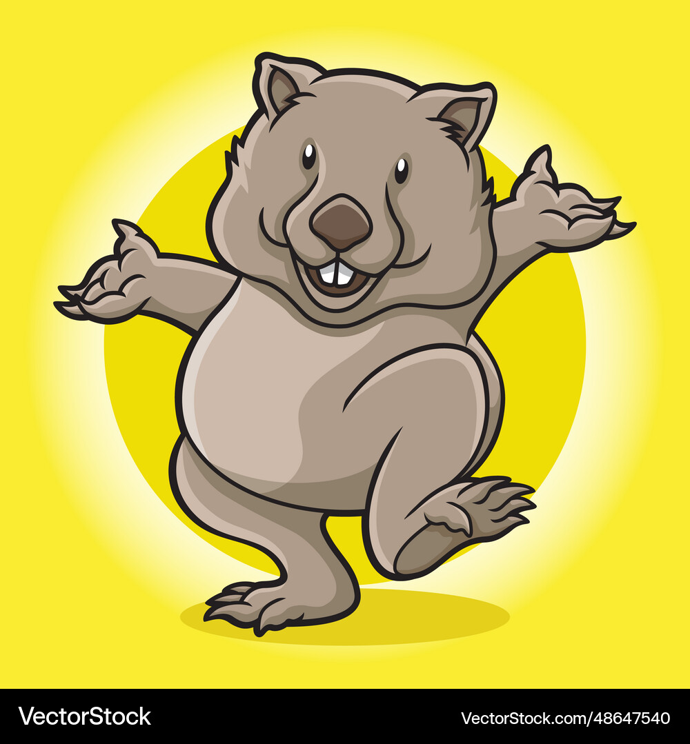 Wombat funny dancing mascot cartoon design Vector Image
