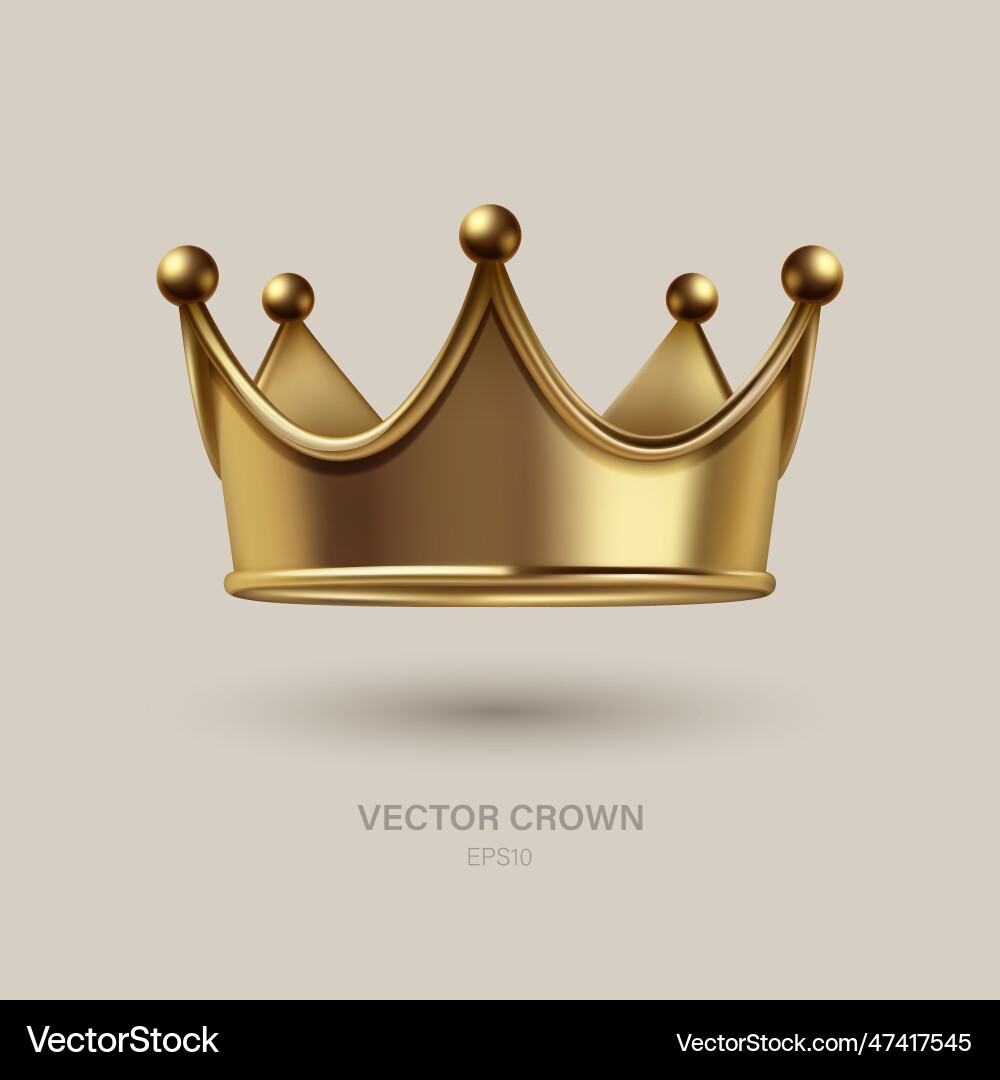 3d realistic golden crown icon closeup Royalty Free Vector
