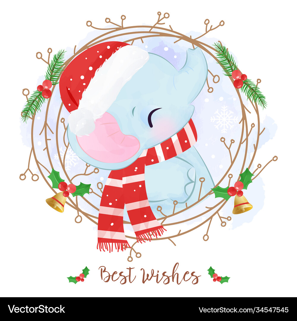 Adorable elephant for christmas decoration Vector Image