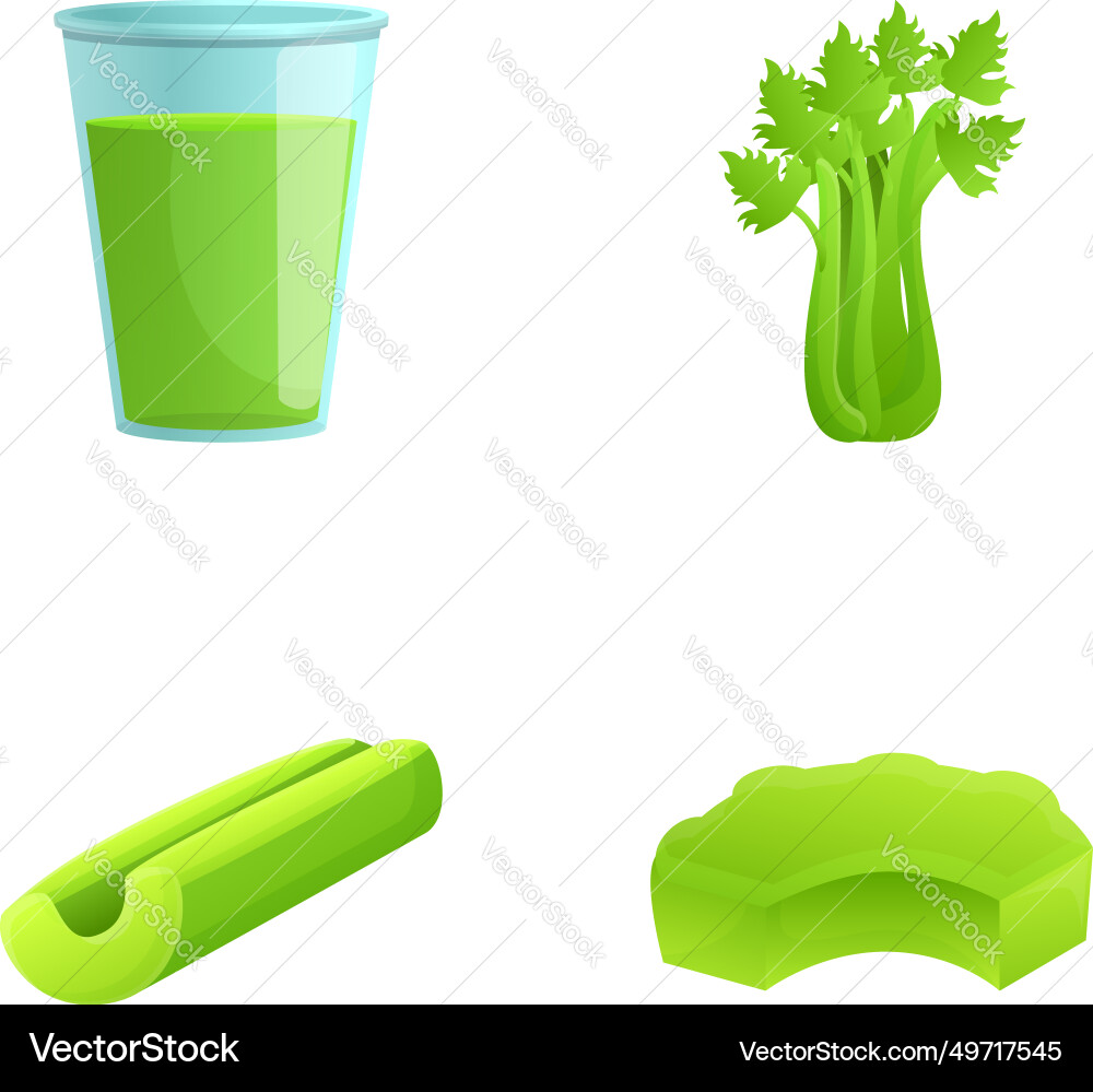 Celery beverage icons set cartoon sliced Vector Image