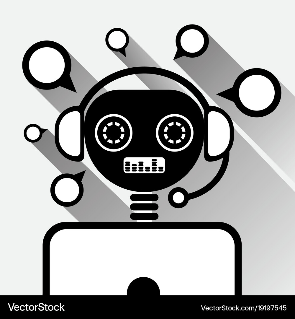 Chatbot in laptop icon concept black chat bot Vector Image