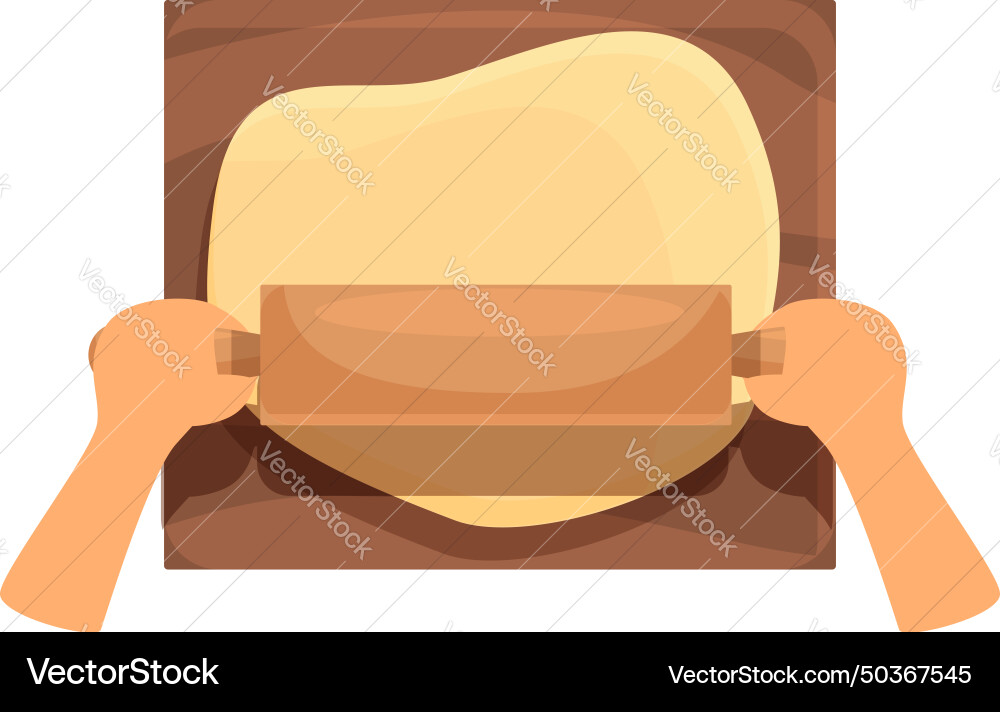 Dough wooden roll icon cartoon kitchen Royalty Free Vector