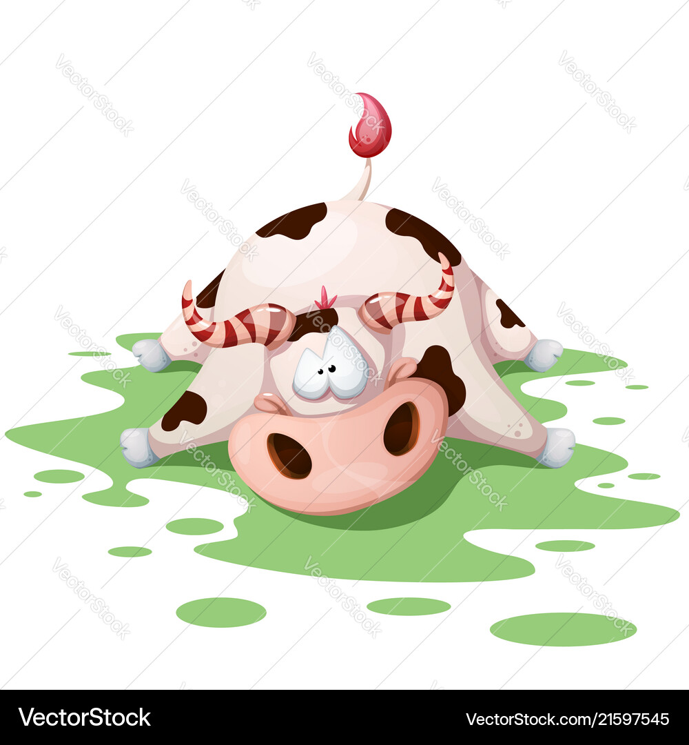 Funny cute crazy cartoon cow characters Royalty Free Vector