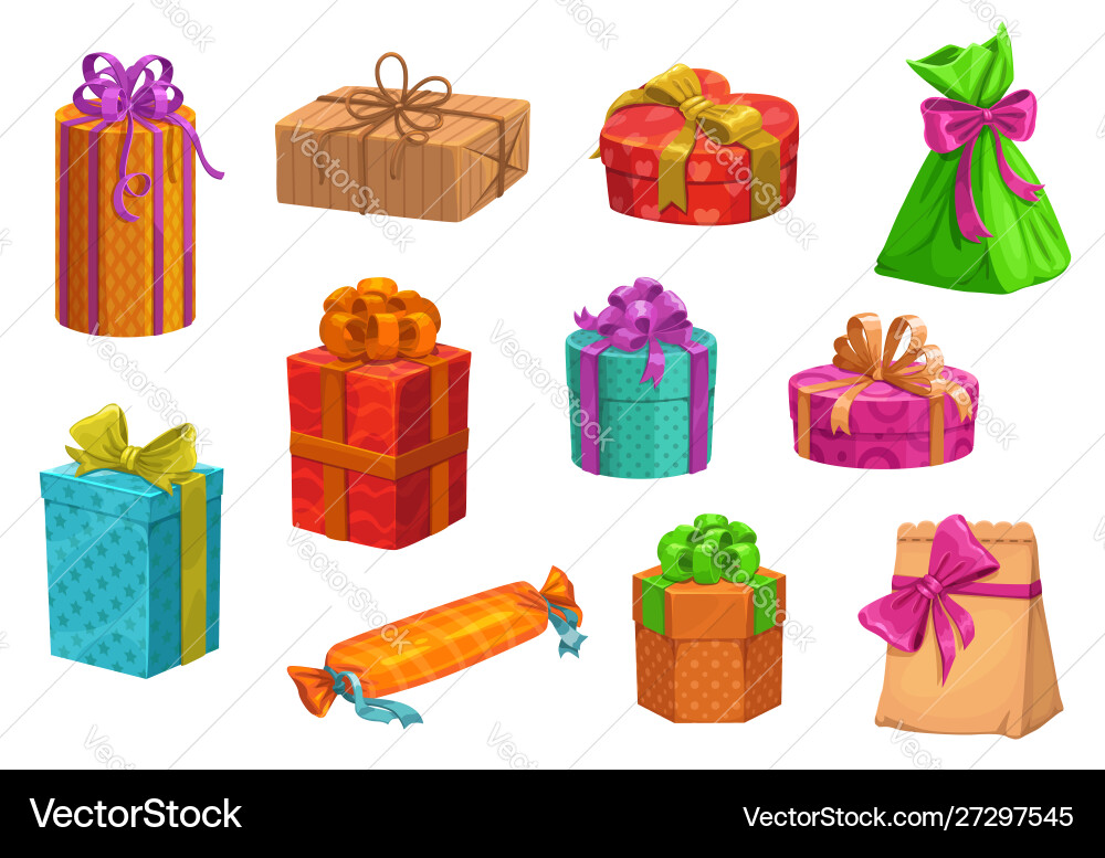 Gift present boxes christmas or birthday giftbox Vector Image