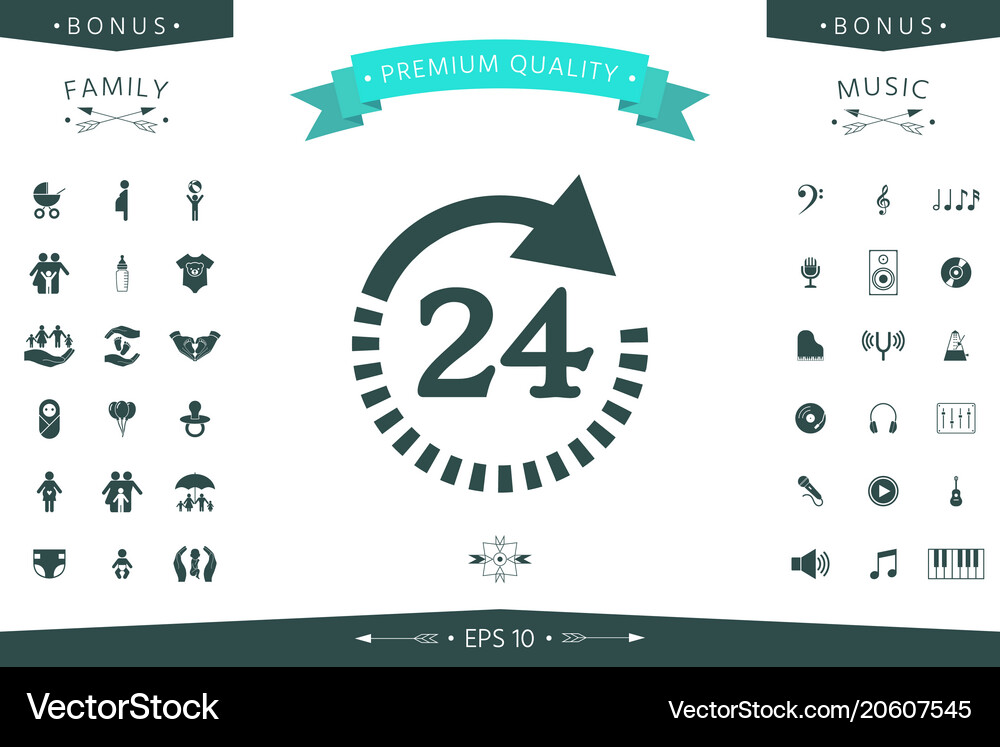Open around the clock symbol icon opening hours Vector Image