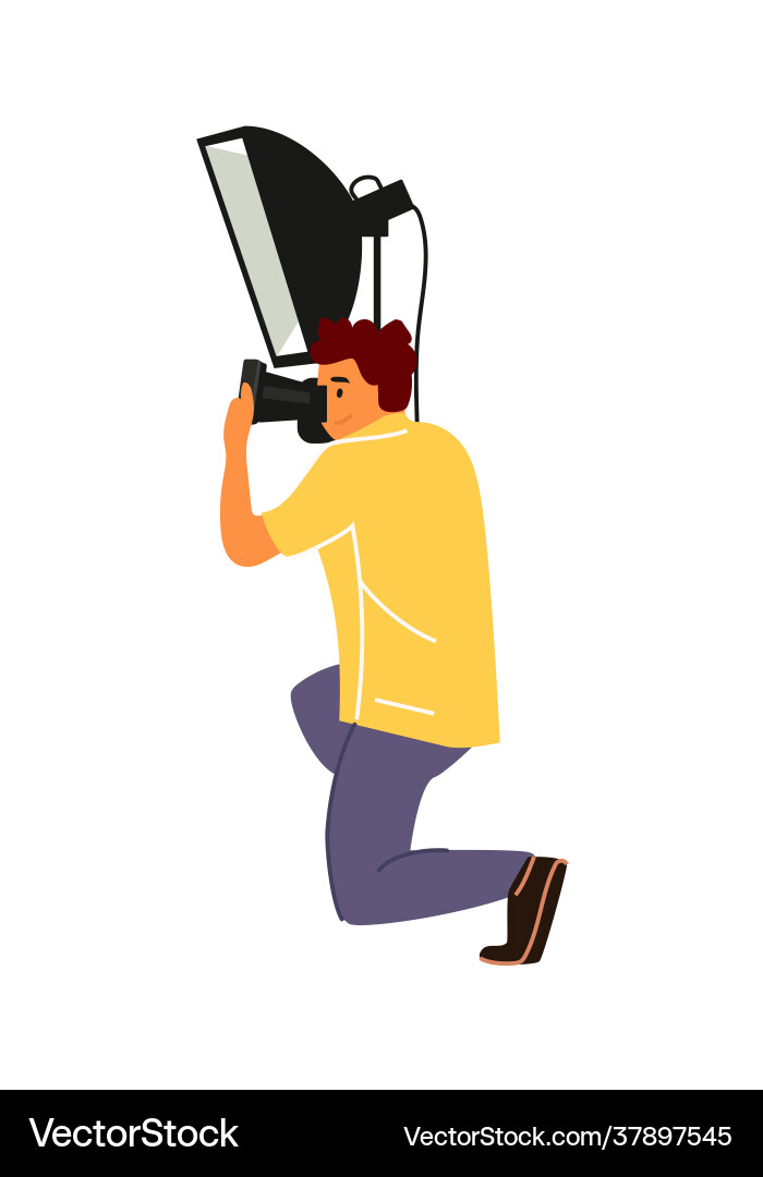 Professional photographer cartoon man taking Vector Image