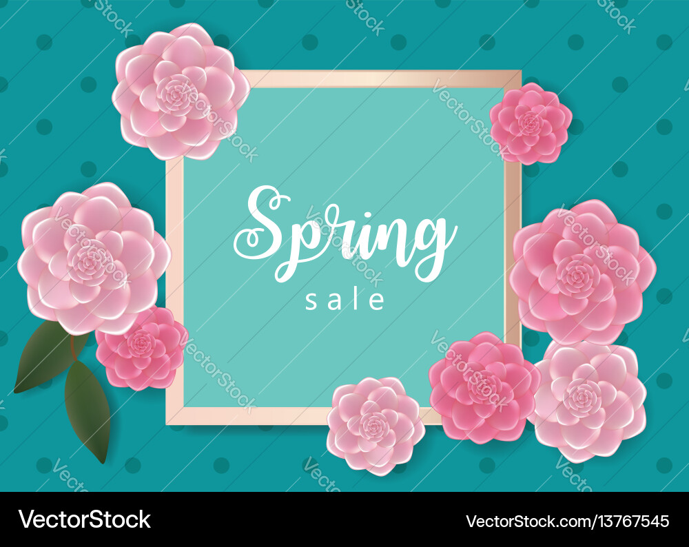Spring sale banner with flowers Royalty Free Vector Image
