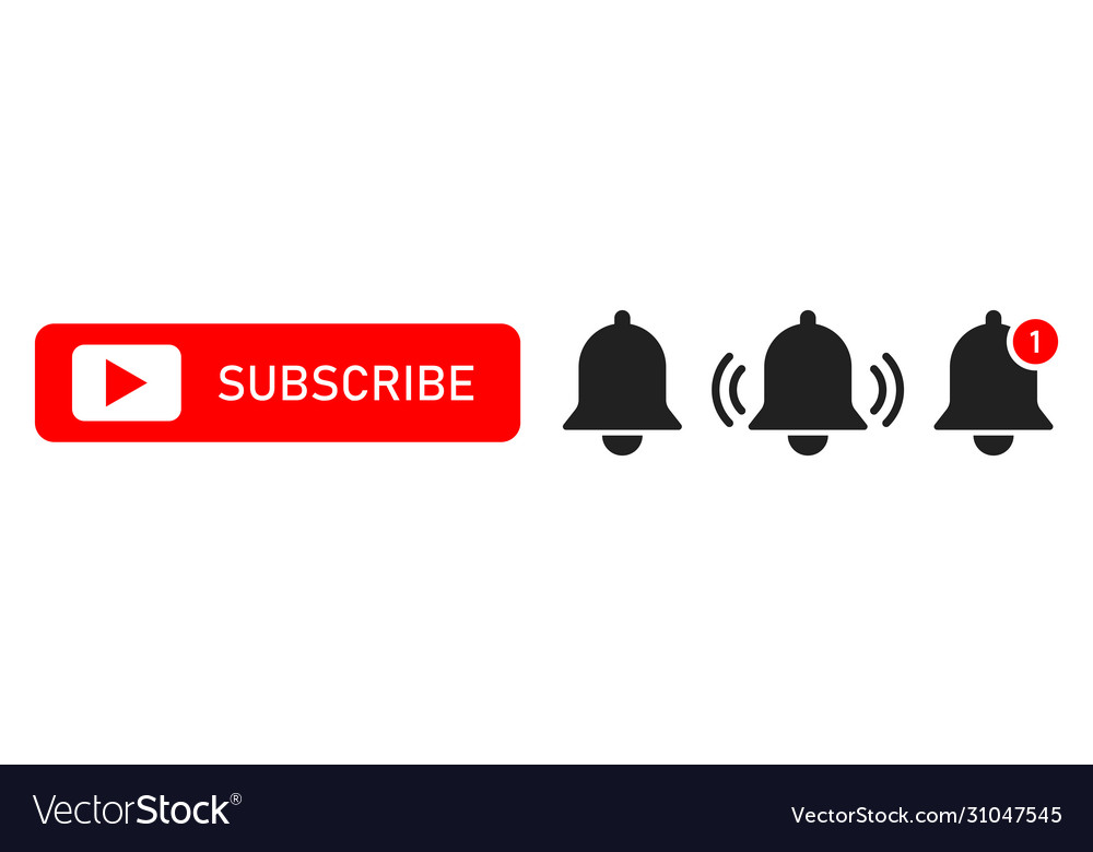 Subscribe red button abd notification bells Vector Image