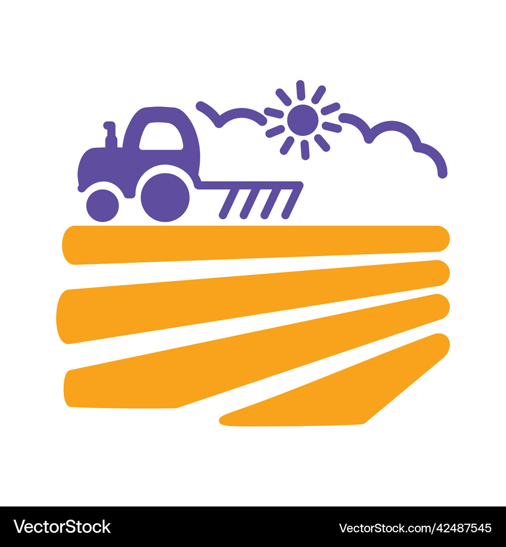 Tractor plows the field before sowing glyph icon Vector Image