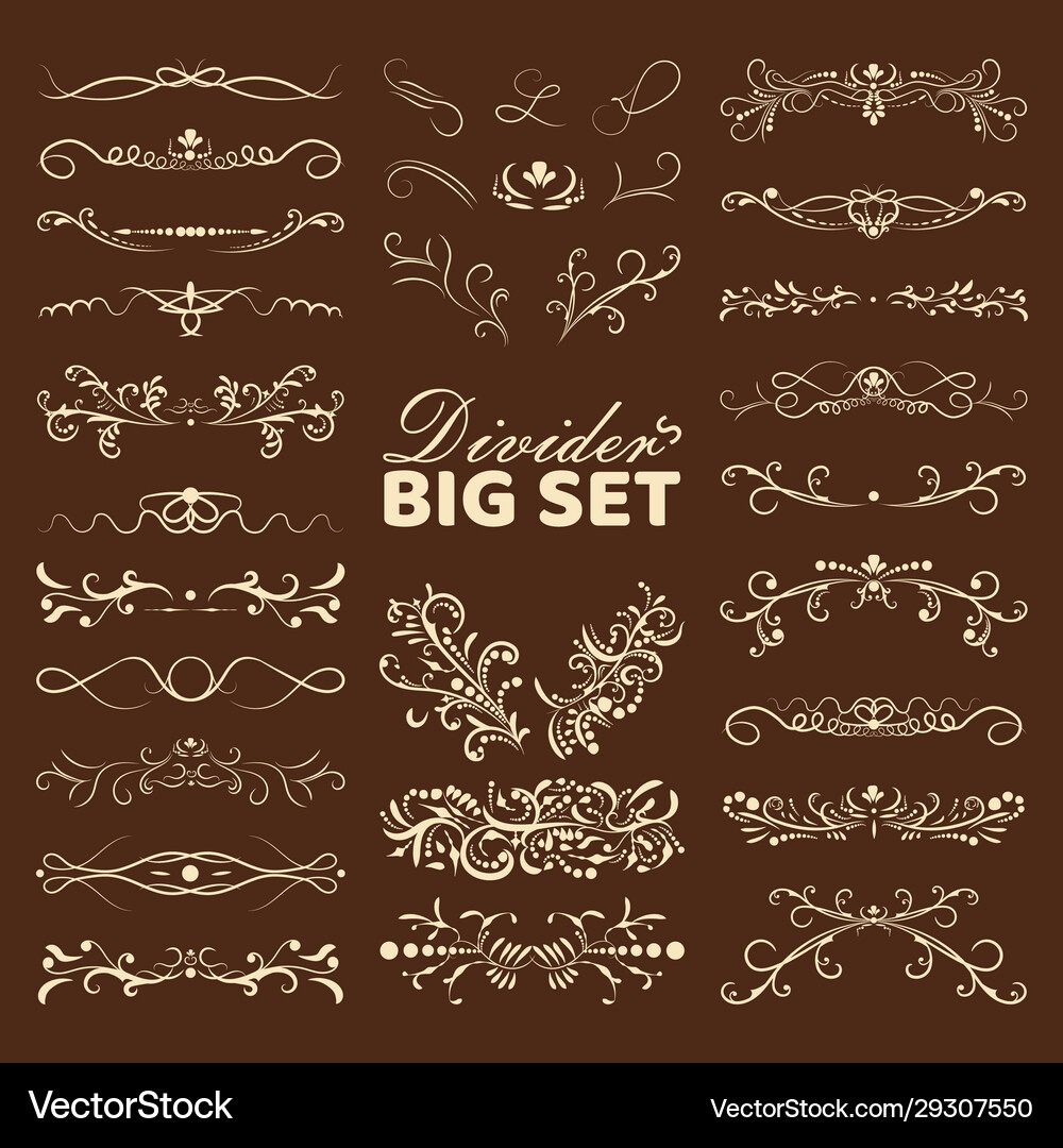 Big set decorative flourishes hand drawn Vector Image
