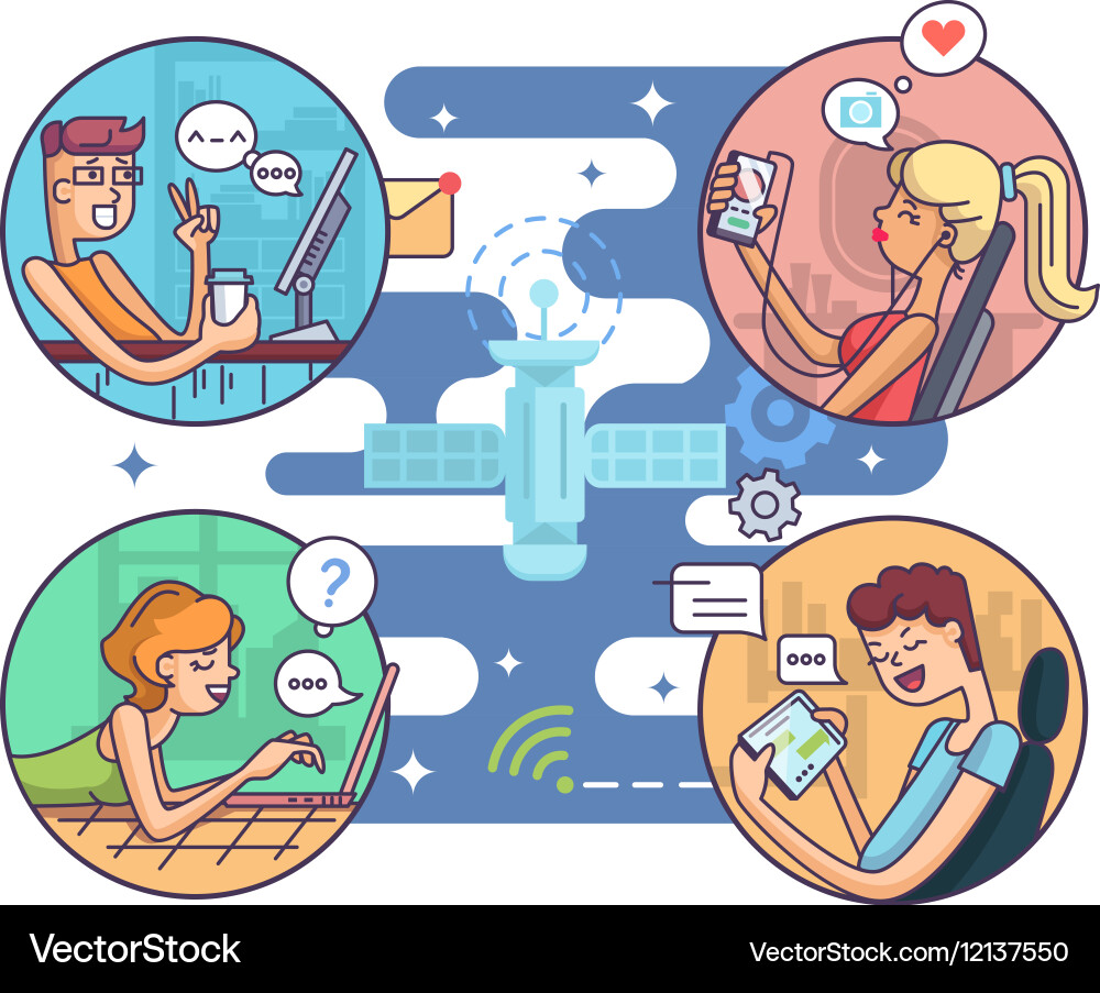 Communication people at distance Royalty Free Vector Image