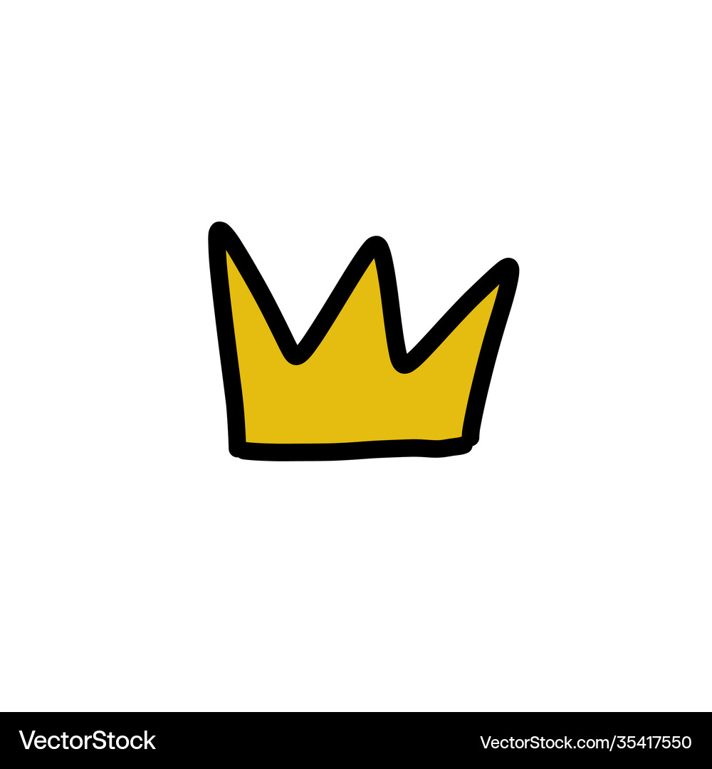 Crown doodle icon color line Royalty Free Vector Image
