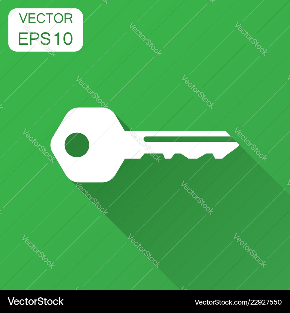Key icon in flat style access login with long Vector Image