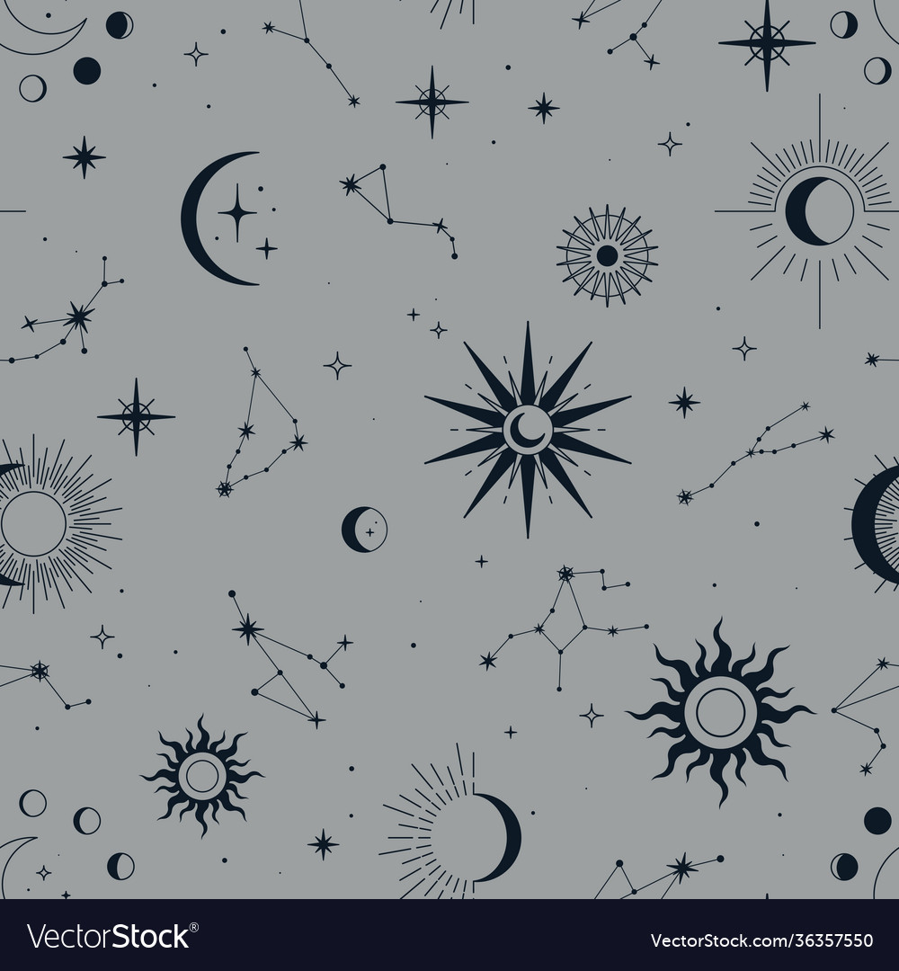 Magic seamless pattern with constellations Vector Image