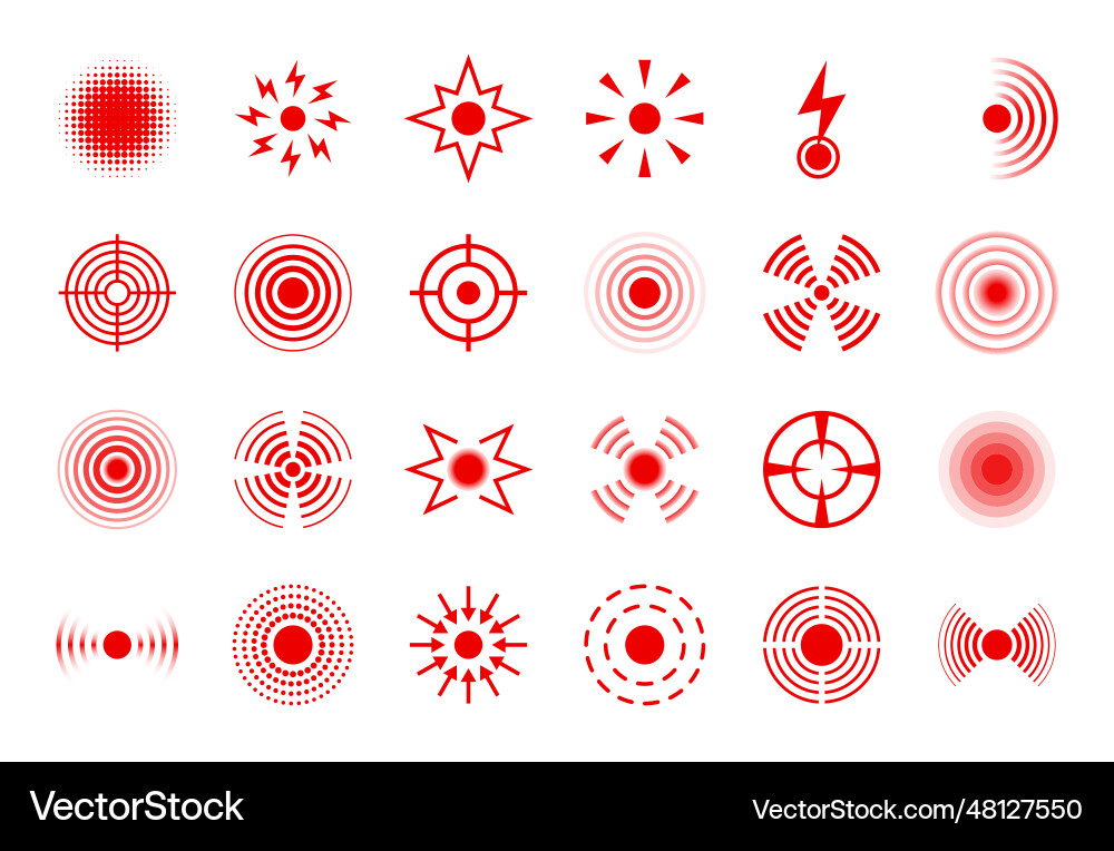 Pain circle red body hurt points headache Vector Image
