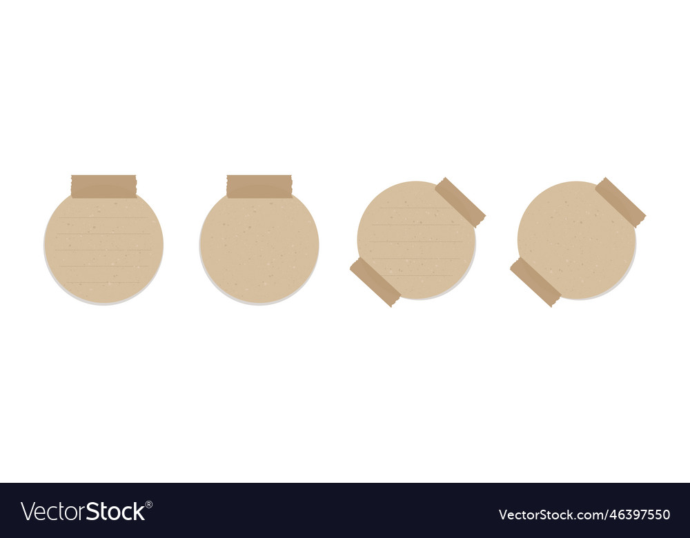 Round Vintage Brown Paper Note Set Recycled Memo Vector Image