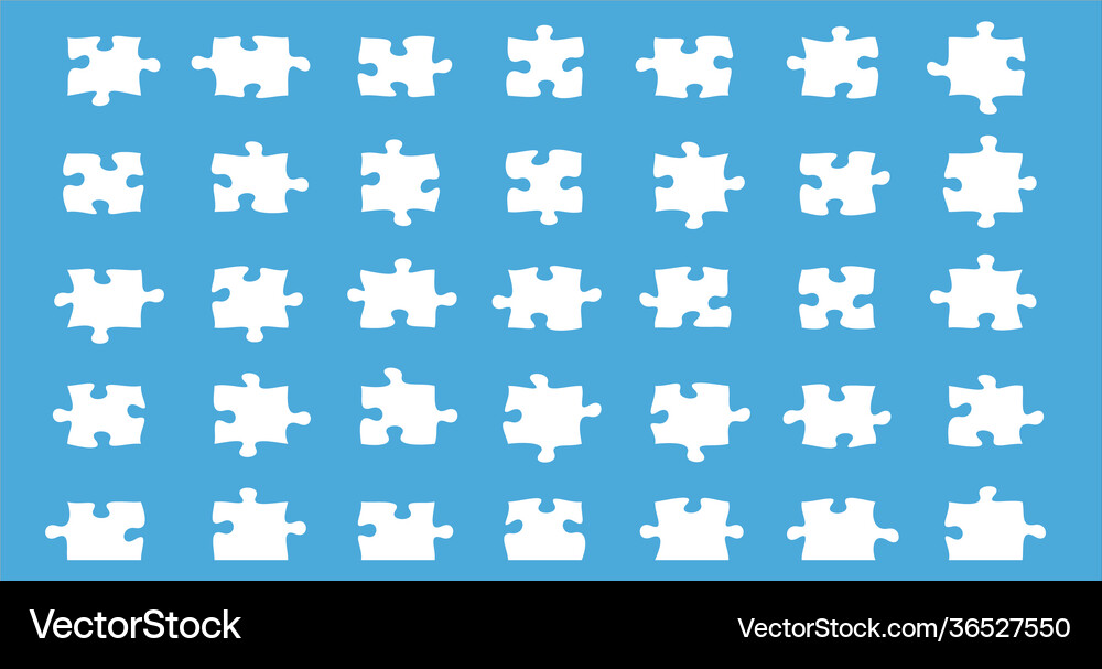Set different puzzle pieces stock isolated Vector Image