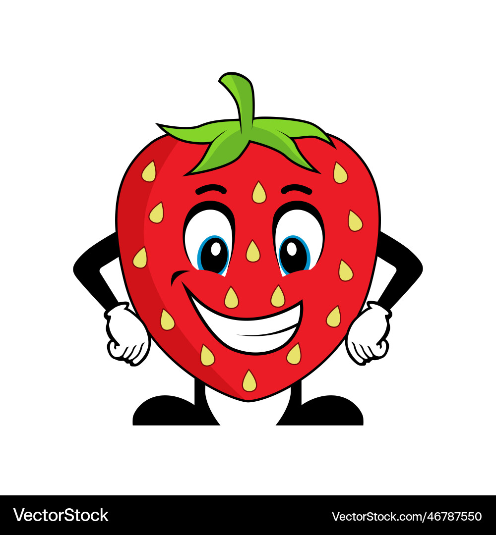 Smiling strawberry fruit character cartoon Vector Image