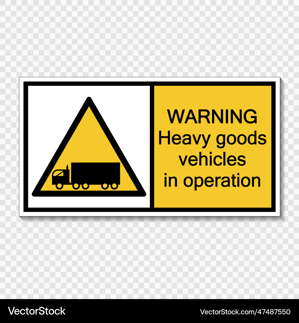 Symbol warning heavy goods vehicles in operation Vector Image
