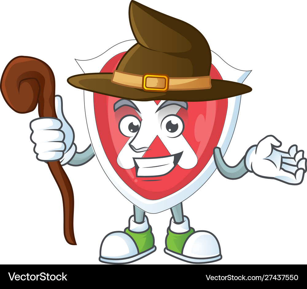 Witch cross shield in cartoon character Royalty Free Vector