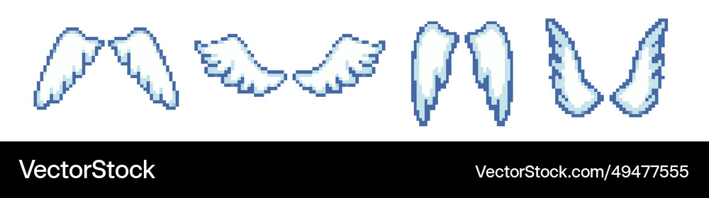8 bit angel wings retro icon set pixel old game Vector Image