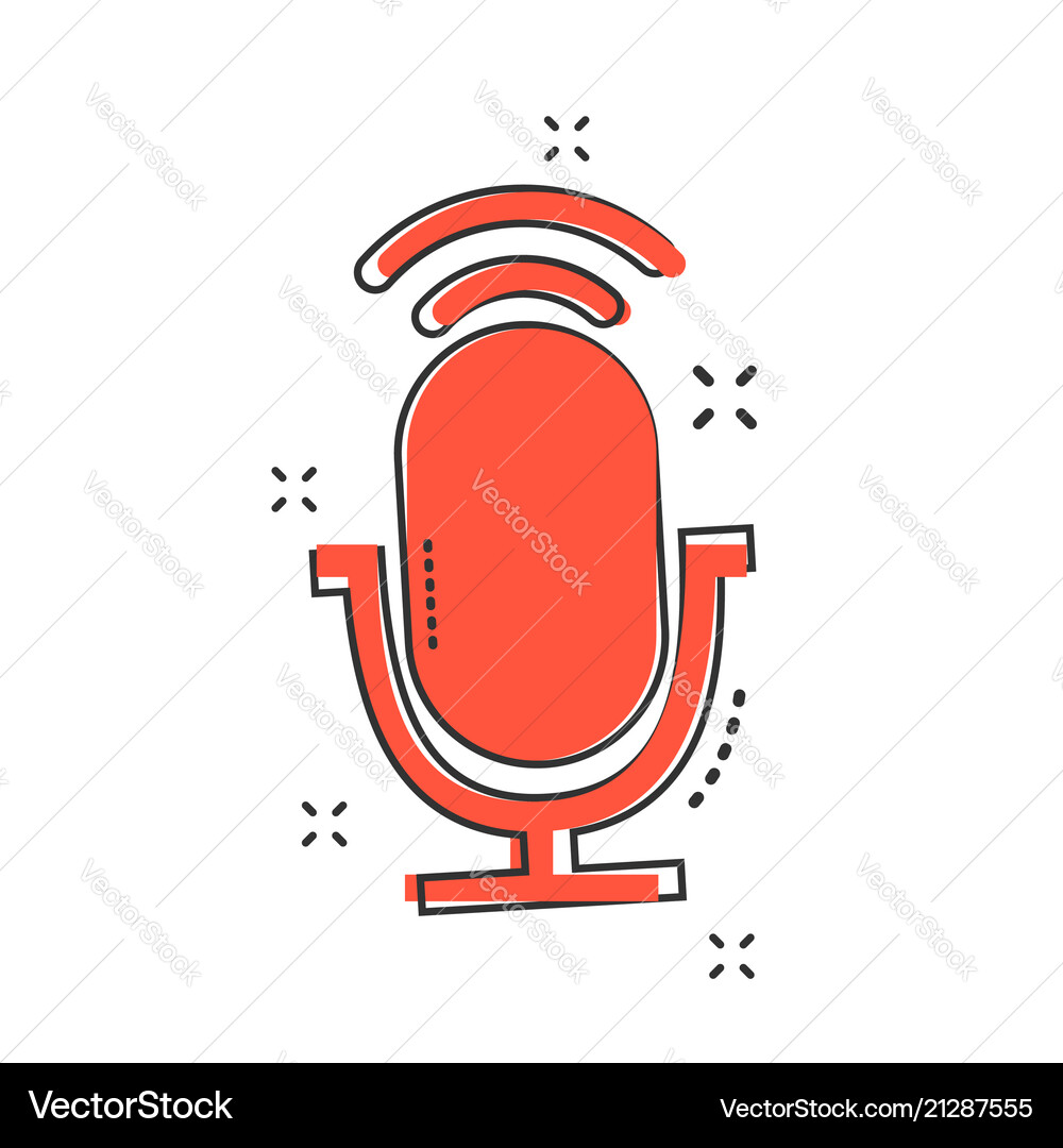 Cartoon microphone icon in comic style mic Vector Image