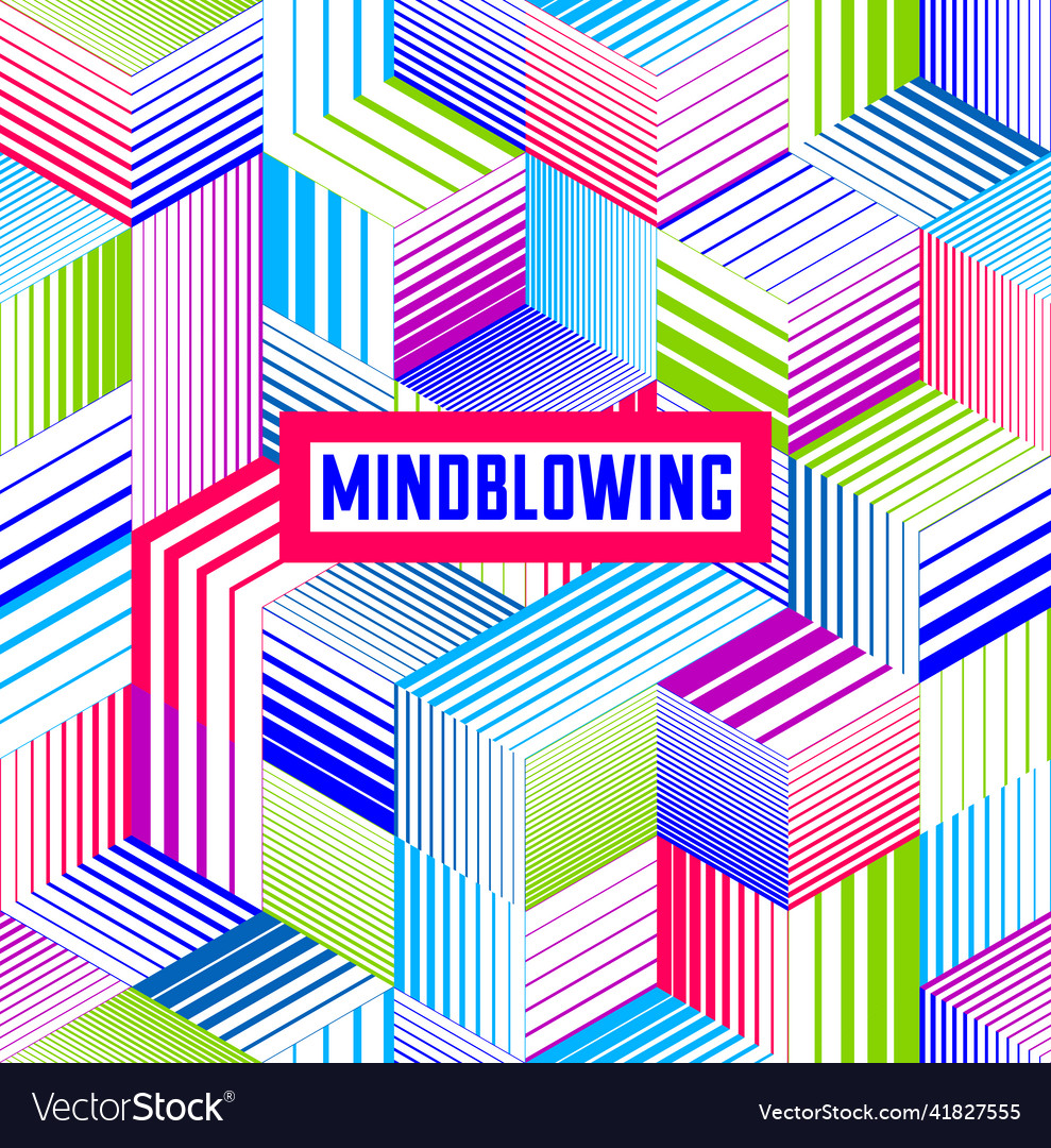 Geometric 3d seamless pattern with lined cubes Vector Image Geometric 3d seamless pattern with lined cubes Vector Image