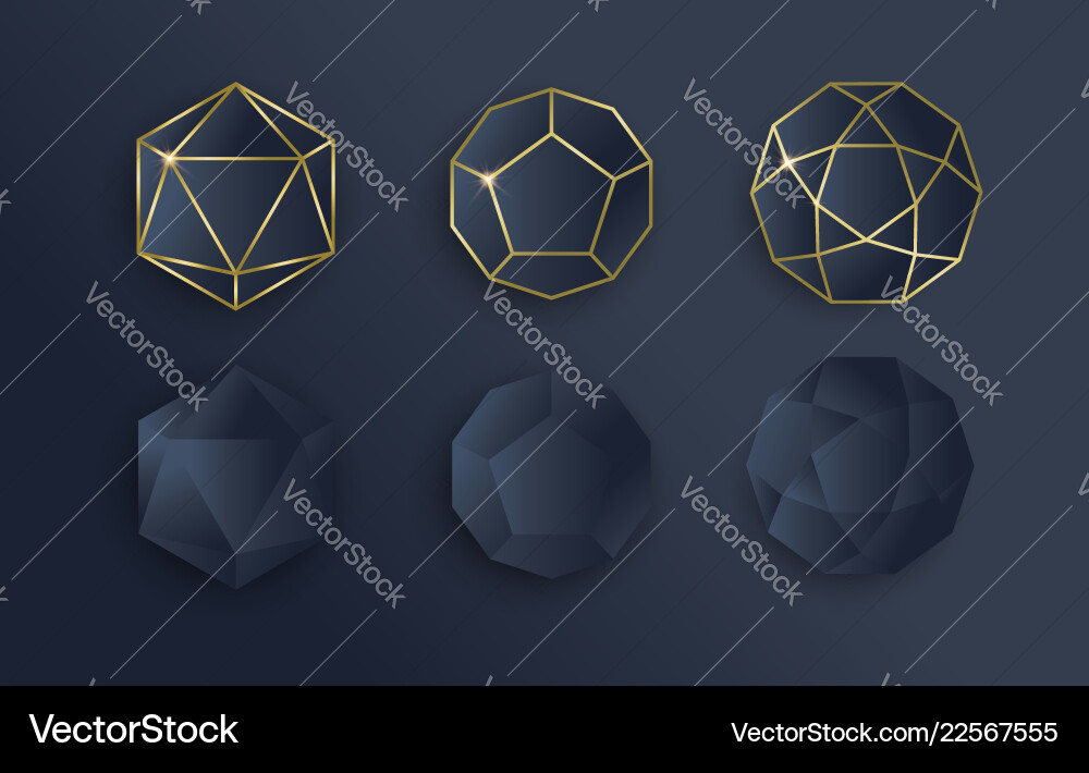 Gold and blue luxury paper template set Royalty Free Vector