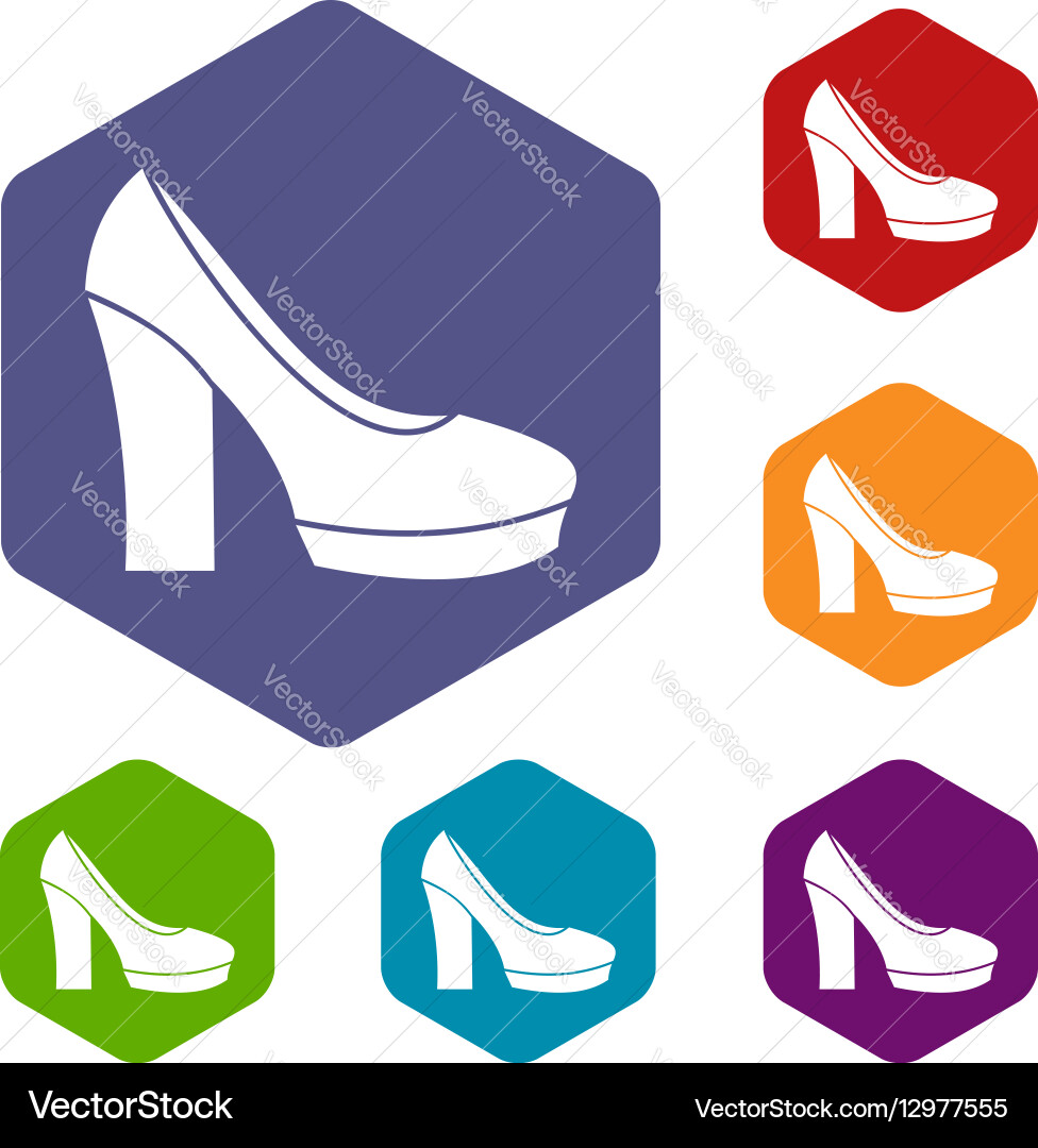 High heel shoes icons set Royalty Free Vector Image