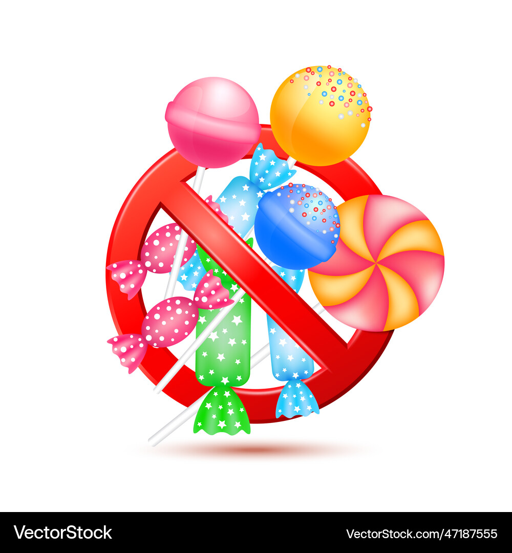 Lollipop Inside Red Banned Sign Royalty Free Vector Image
