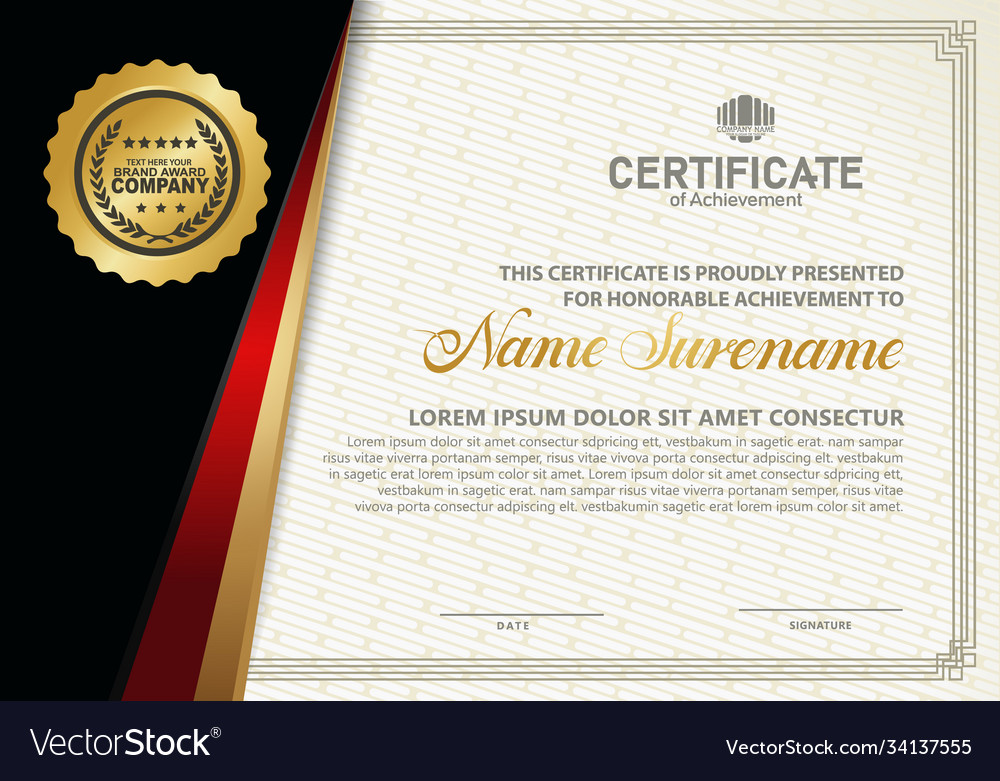 Luxury modern certificate template with texture Vector Image Luxury modern certificate template with texture Vector Image