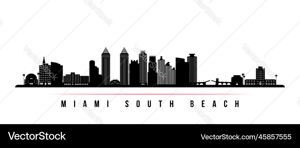 Miami south beach skyline horizontal banner Vector Image