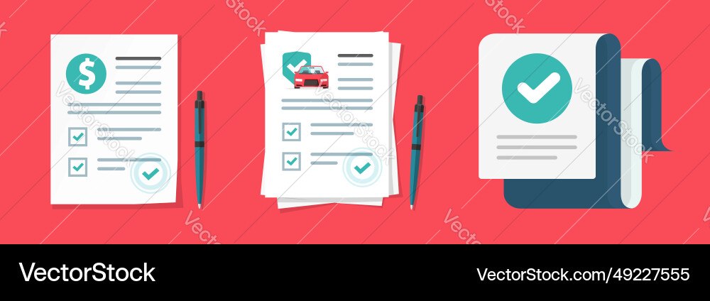 Money insurance coverage policy graphic set car Vector Image