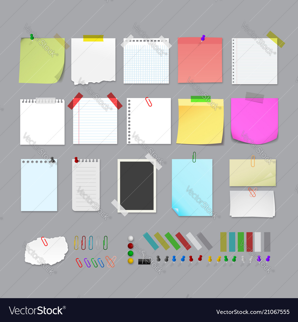 Post it note set Royalty Free Vector Image - VectorStock