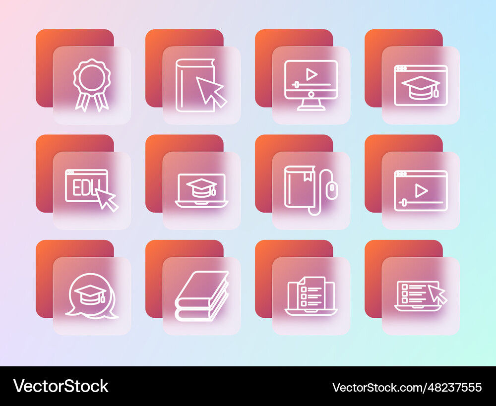 Set line online education book electronic book Vector Image