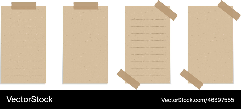 Taped vintage brown torn paper template set Vector Image