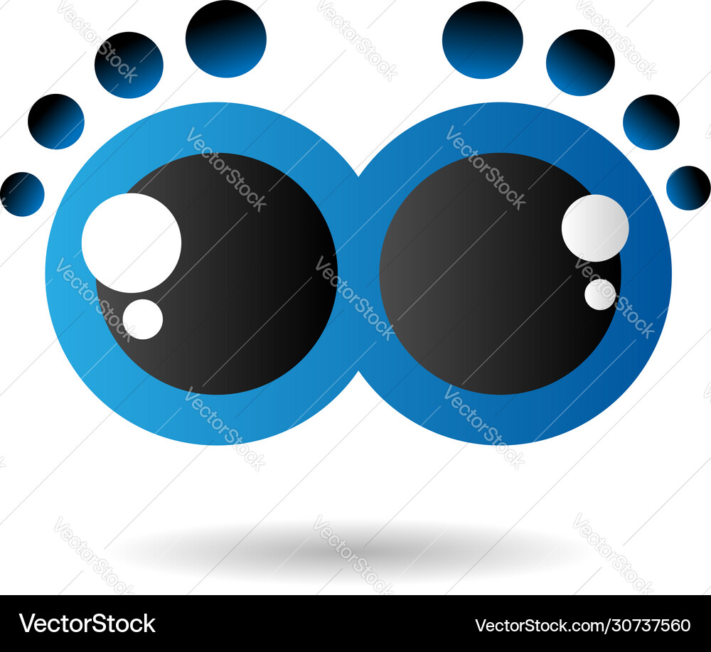 A pair cute eyes cartoon logo design Royalty Free Vector