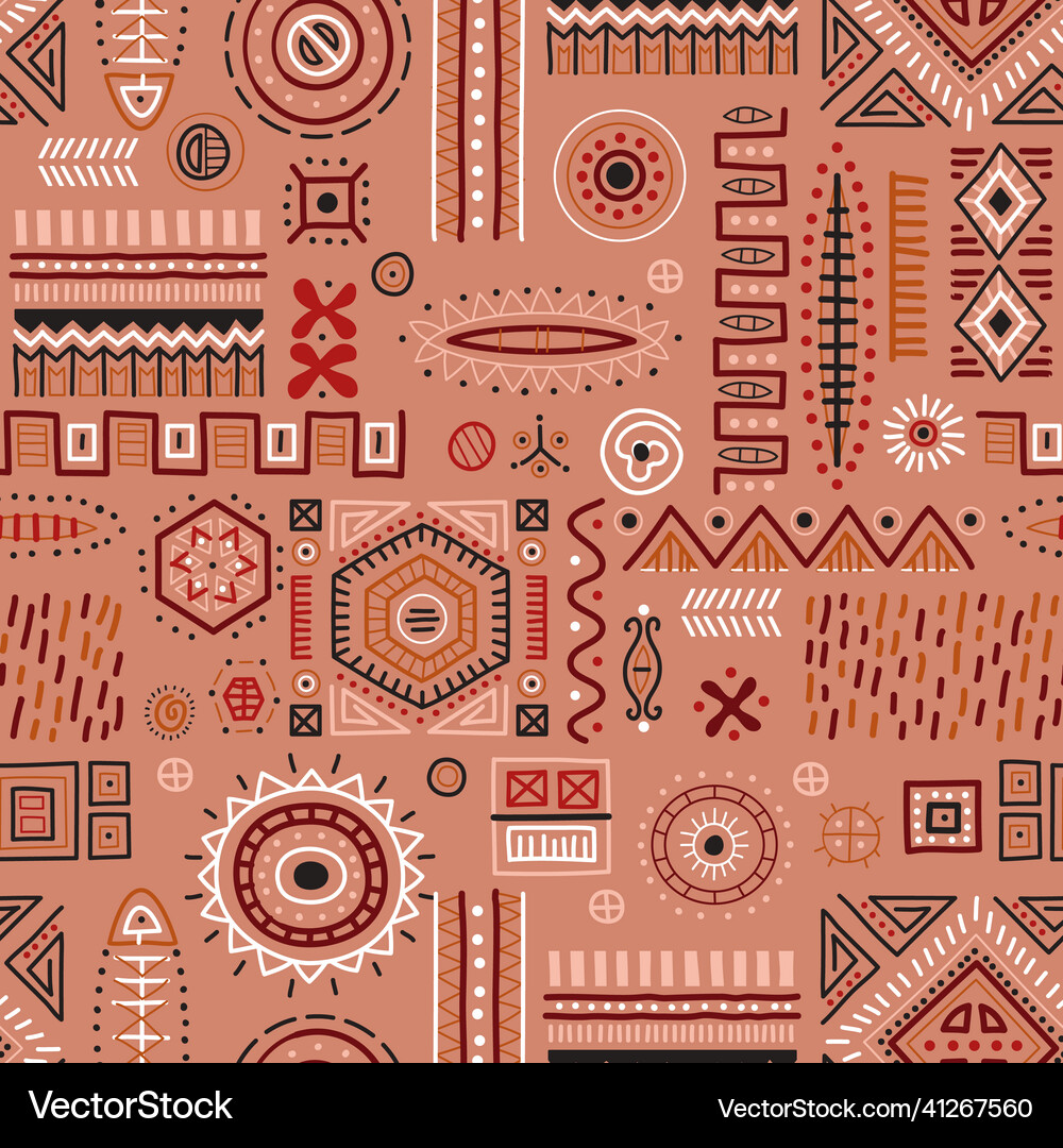Abstract african shapes seamless background Vector Image