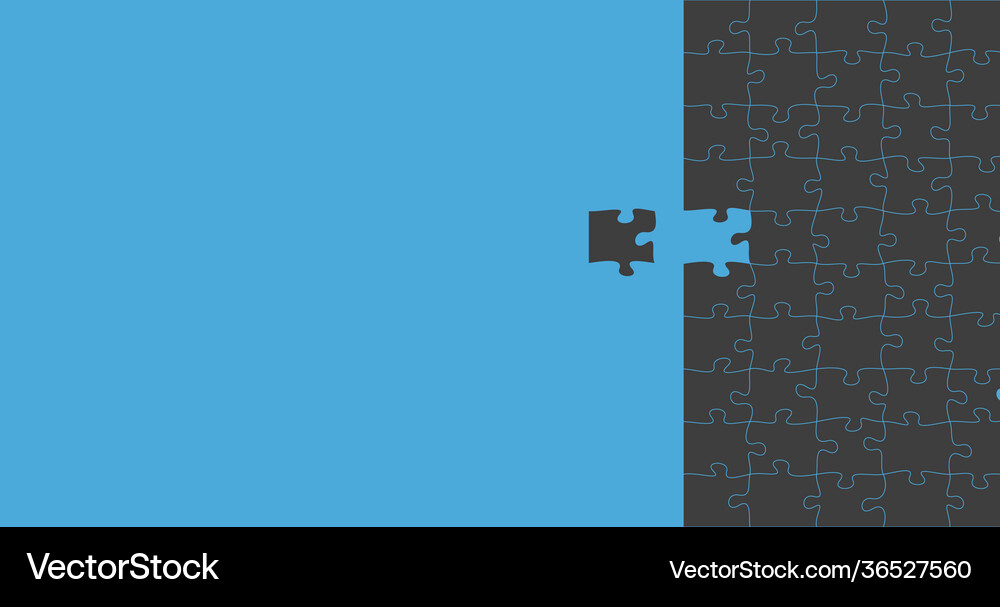 Blue and black jigsaw puzzle with piece missing Vector Image