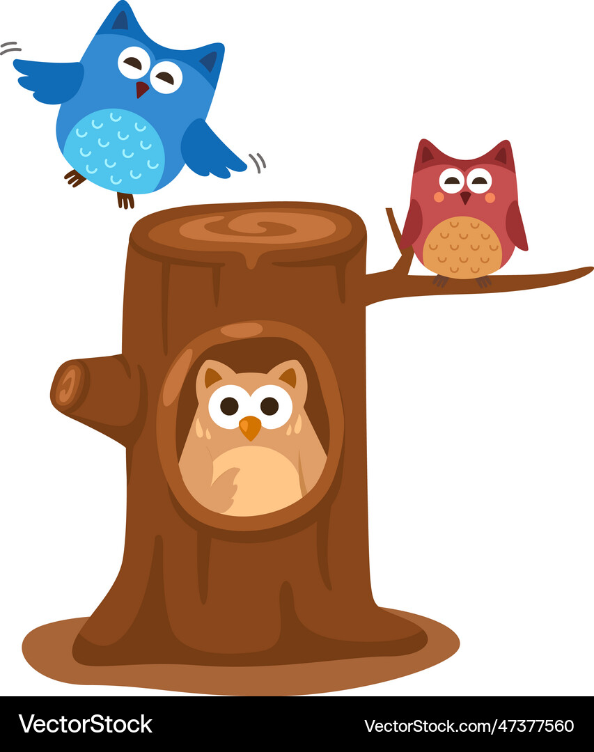 Cartoon owl character on white background Vector Image