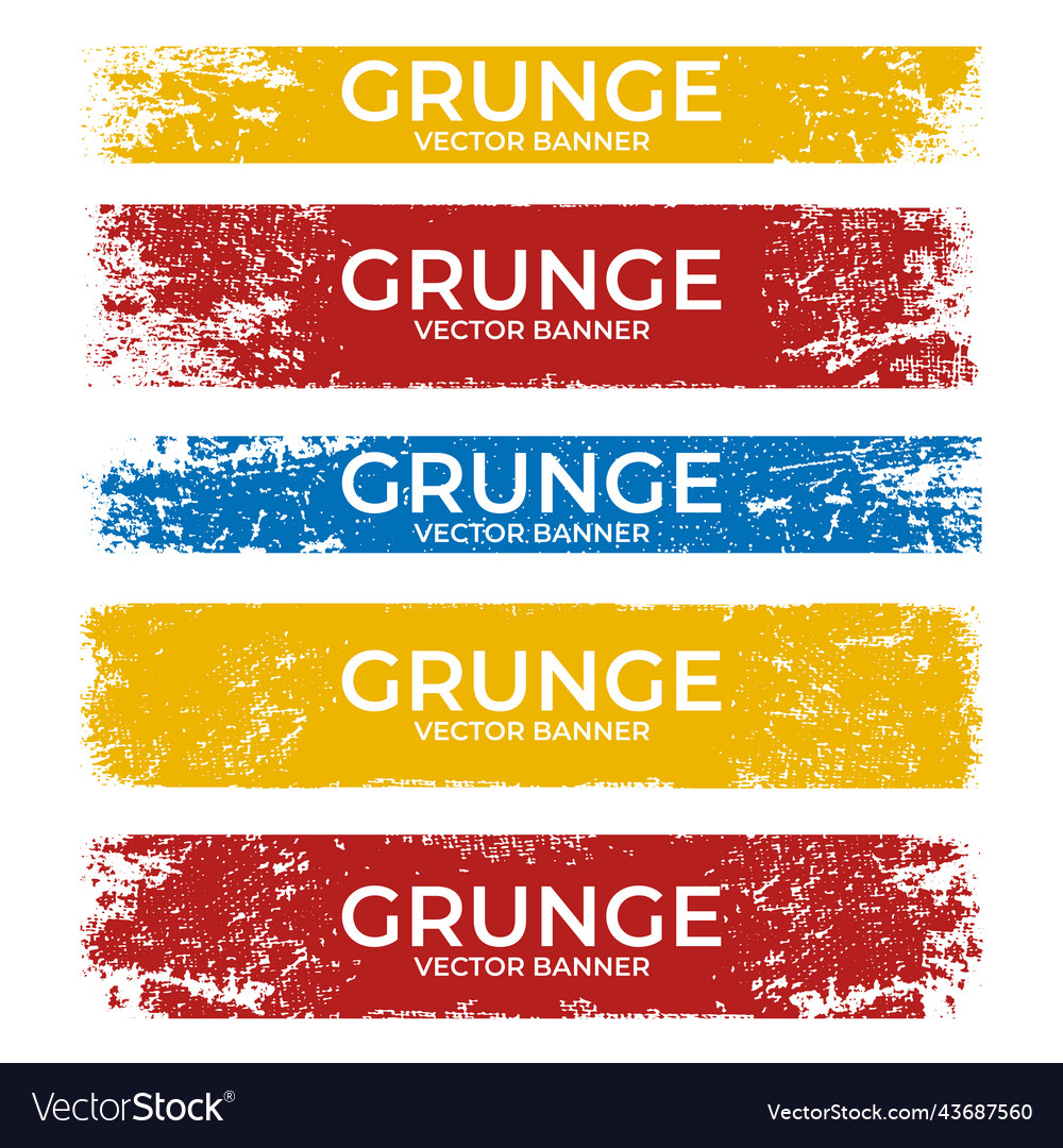 Colorful distressed grunge banners set Royalty Free Vector