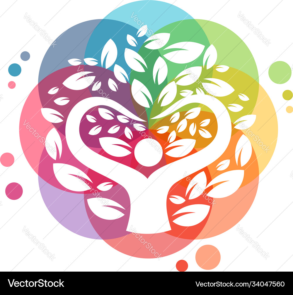 Colorful people tree logo leaf designs Royalty Free Vector