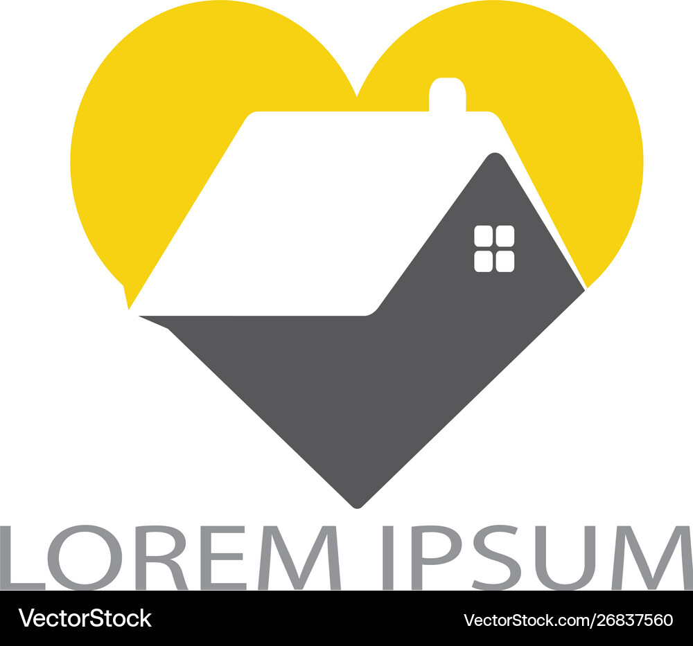 House and heart logo design Royalty Free Vector Image