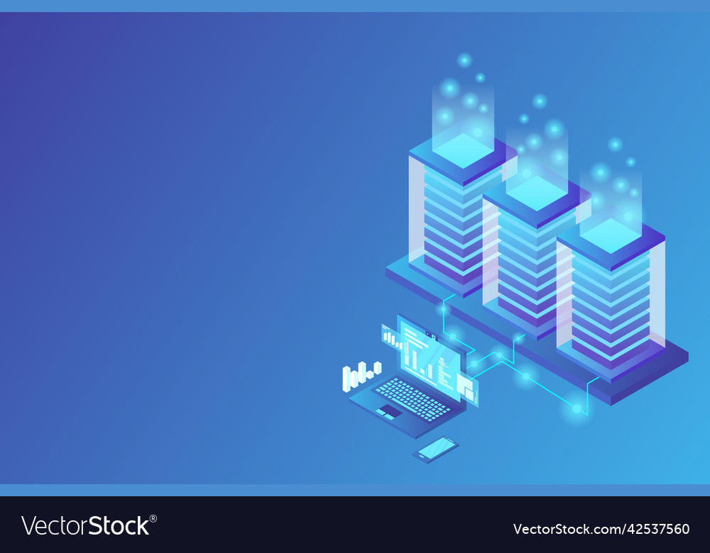 Mainframe powered server high technology concept Vector Image