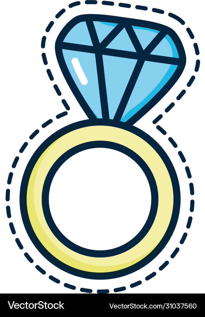 Patches conceptdiamond ring icon line color Vector Image