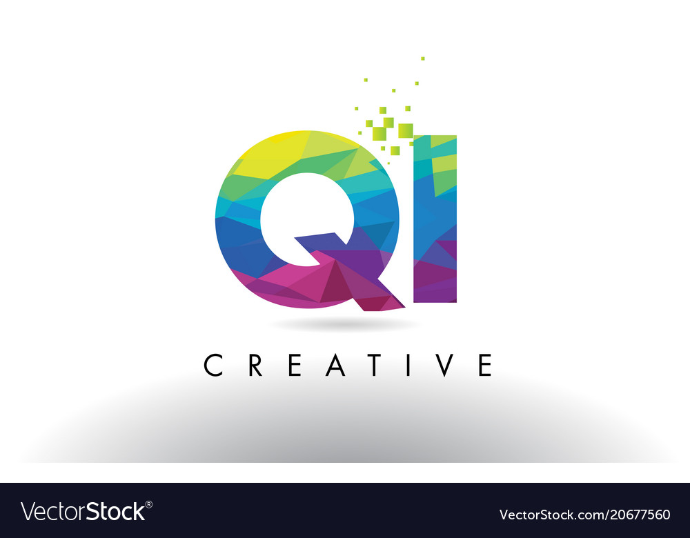 Qi q i colorful letter origami triangles design Vector Image