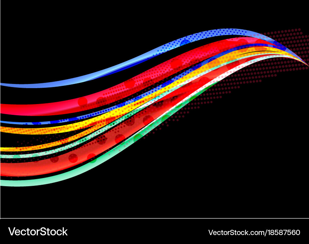 Rainbow color wavy lines on black background Vector Image