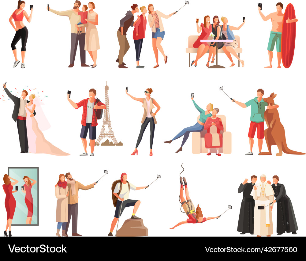 Selfie modern lifestyle collection Royalty Free Vector Image