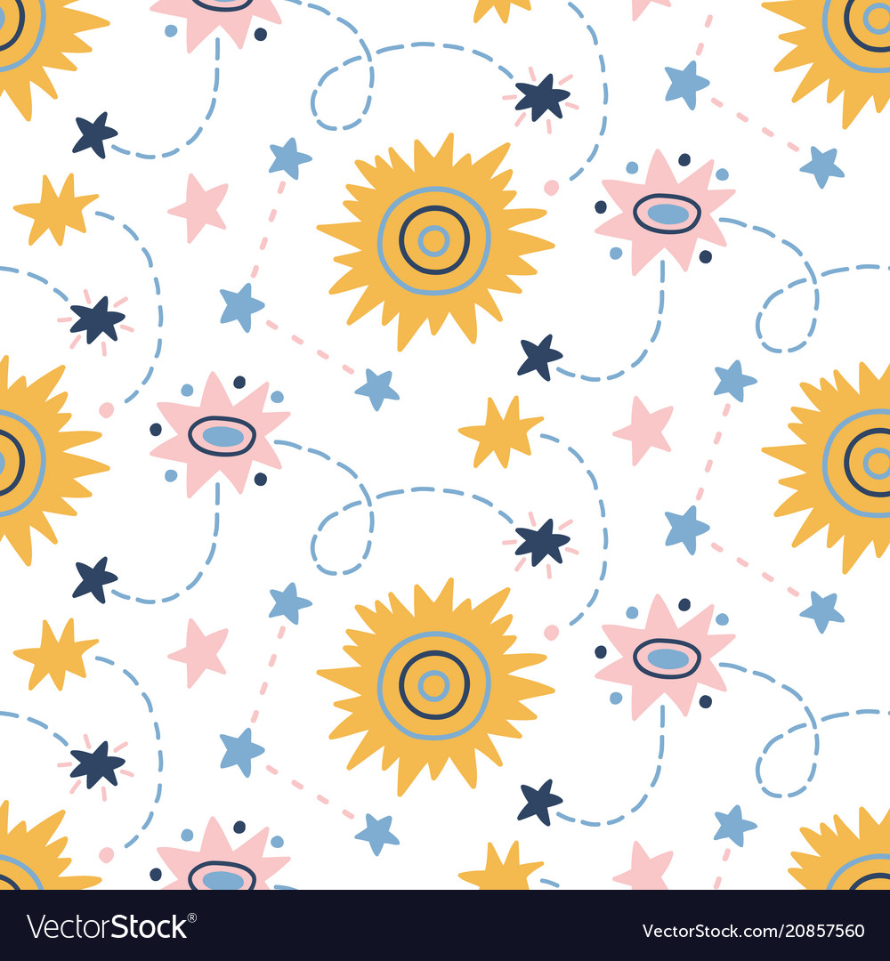 Space galaxy childish seamless pattern Royalty Free Vector